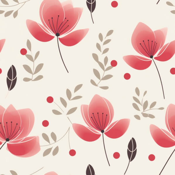 Download Floral Pattern with Red Flowers Patterns Online - Creative Fabrica