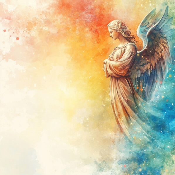 Scarica Angelo sereno su sfondo colorato Sfondi Online - Creative Fabrica