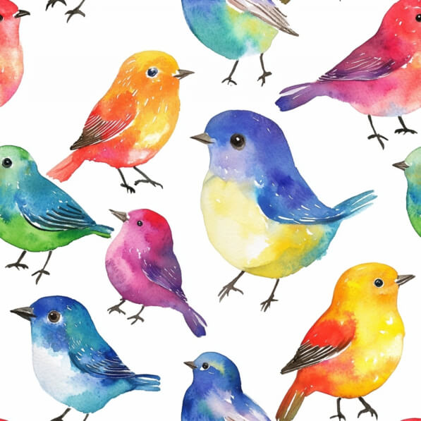 Download Colorful Watercolor Birds Patterns Online - Creative Fabrica