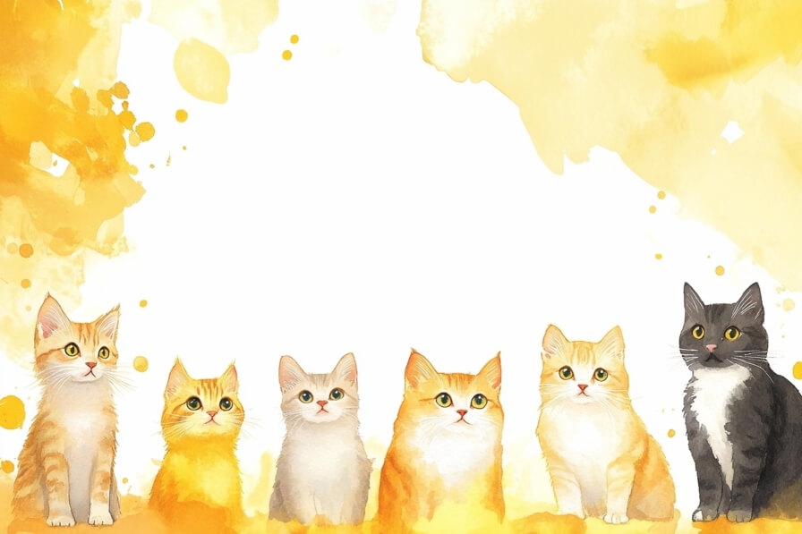 Download Illustrated Cats with Watercolor Background Backgrounds Online ...
