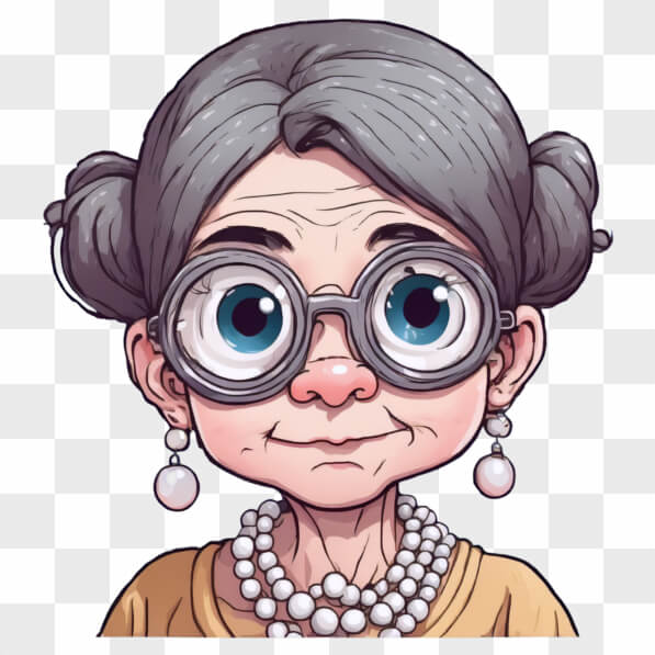 Download Cartoon Elderly Woman with Glasses and Pearls Cartoons Online ...