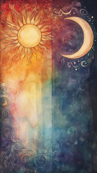 Download Sun and Moon Watercolor Illustration Backgrounds Online ...