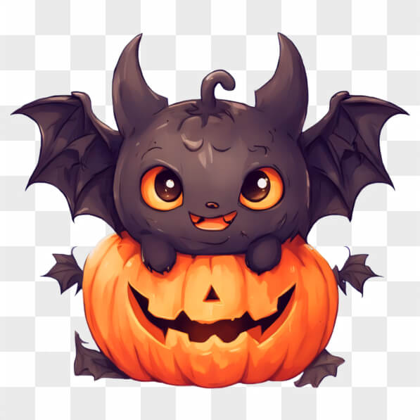 Download Kawaii Halloween Bat with Pumpkin Kawaii Online - Creative Fabrica