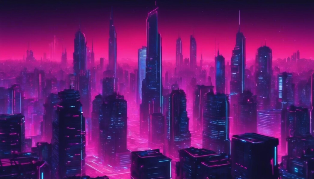 Descarga Cielo urbano neón futurista Fondos En Línea - Creative Fabrica