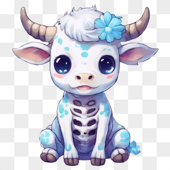 Download Kawaii Calf Character with Flower Kawaii Online - Creative Fabrica