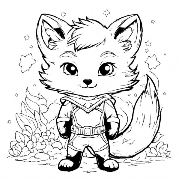 Download Cute Fox Character in Superhero Outfit Coloring pages Online ...