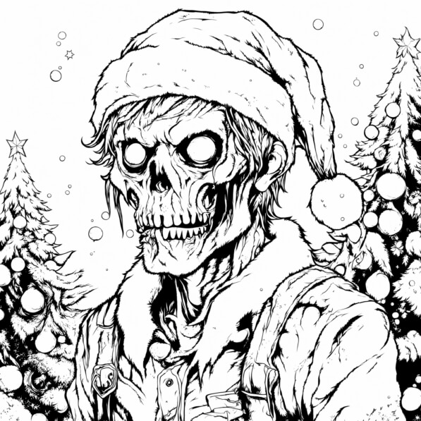 Download Zombie Santa with Christmas Trees Coloring pages Online ...