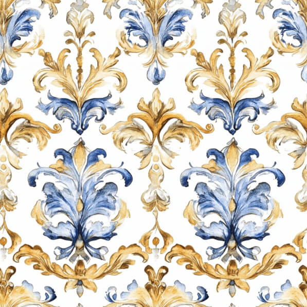 Download Elegant Floral Damask Pattern in Blue and Gold Patterns Online ...