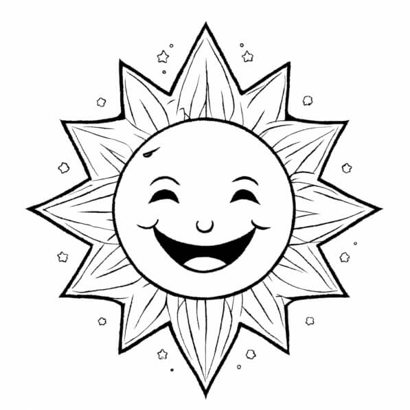 Download Cheerful Cartoon Sun with Smiling Face Coloring pages Online ...
