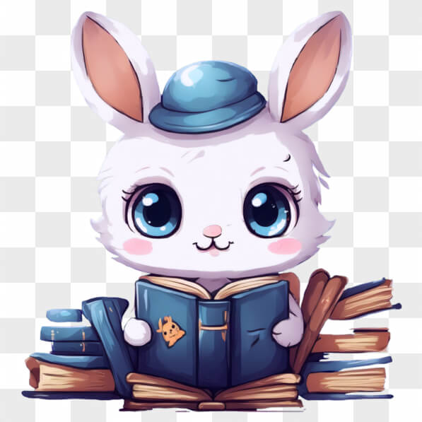 Download Kawaii Rabbit Reading Books Kawaii Online - Creative Fabrica