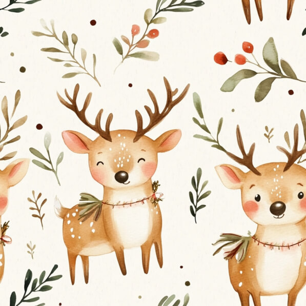 Download Cute Cartoon Deer with Greenery and Berries Patterns Online ...