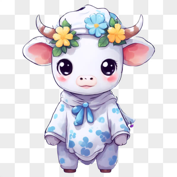 Descarga Personaje de vaca Kawaii con corona de flores Kawaii En Línea ...