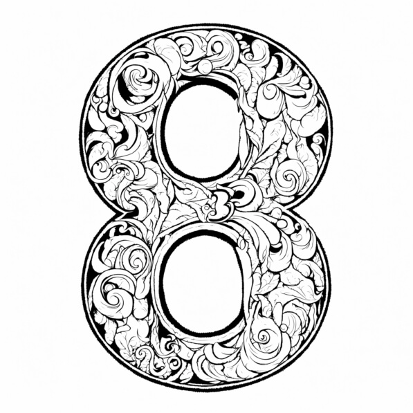 Download Decorative Number Eight Coloring pages Online - Creative Fabrica