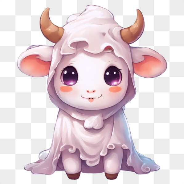 Download Kawaii Baby Goat Character in Fluffy Cloak Kawaii Online ...