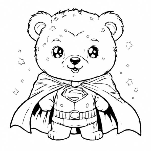 Download Superhero Bear Coloring pages Online - Creative Fabrica