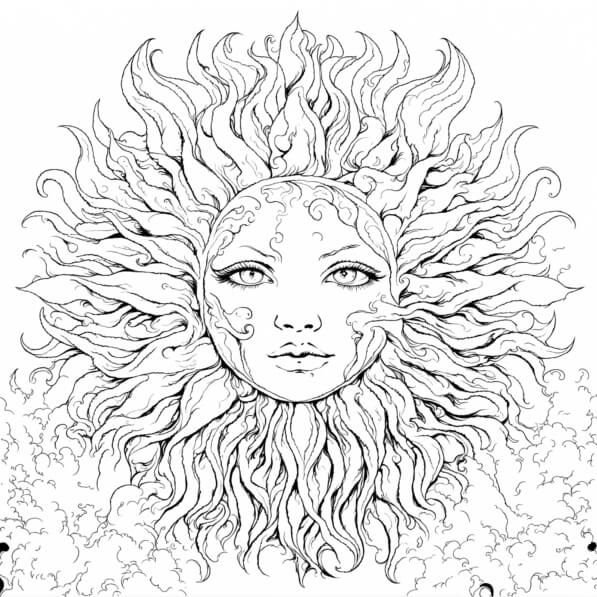 Download Artistic Representation of the Sun with Female Face Coloring ...