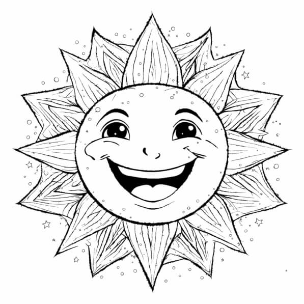 Download Smiling Cartoon Sun Coloring pages Online - Creative Fabrica