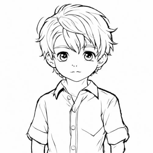 Download Line Drawing of a Young Boy Coloring pages Online - Creative ...