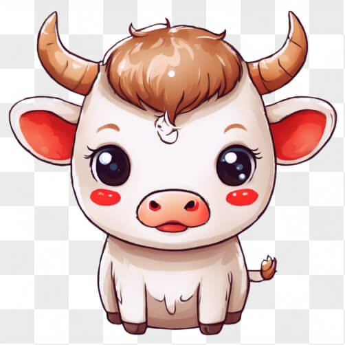 Download Kawaii Cartoon Cow with Sparkling Eyes and Charming Smile ...