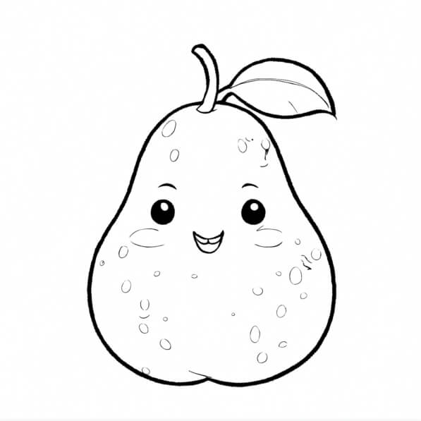 Download Happy Cartoon Pear Coloring pages Online - Creative Fabrica