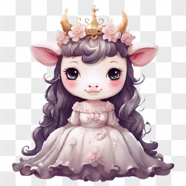 Descarga Carácter de vaca Kawaii en vestido floral Kawaii En Línea ...