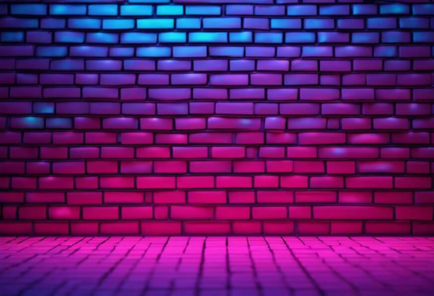 Download Vibrante Bakstenen Muur Achtergrond met Blauwe en Paarse ...