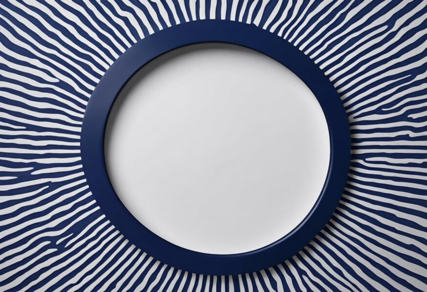 Download Modern Round Mirror with Navy Blue Frame and Sunburst Design ...