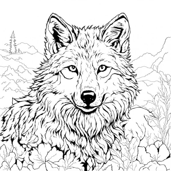 Télécharger Dessin au trait d'un loup Pages de coloriage En Ligne ...