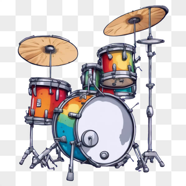 Download Colorful Cartoon Drum Set Cartoons Online - Creative Fabrica