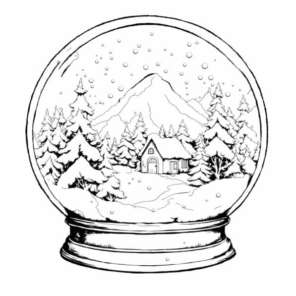Download Winter Scene in a Snow Globe Coloring pages Online - Creative ...
