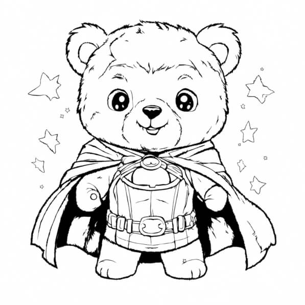 Download Superhero Bear Illustration Coloring pages Online - Creative ...