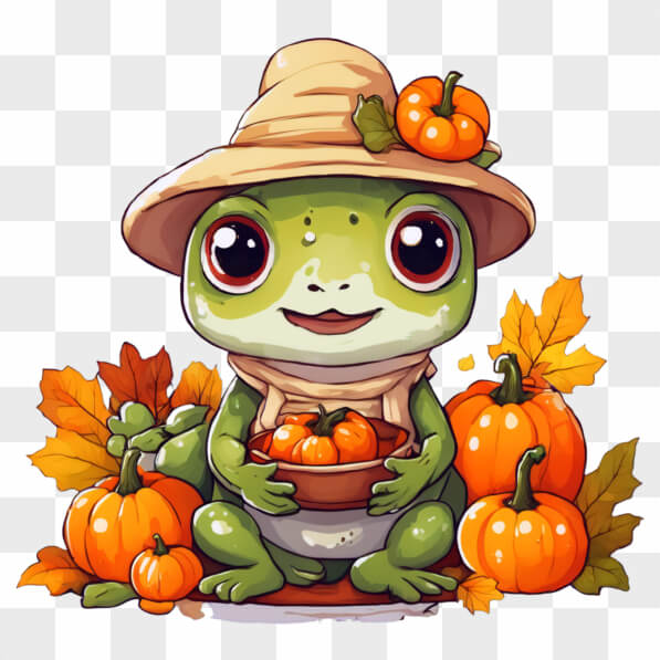 Download Kawaii Frog with Pumpkins in Autumn Kawaii Online - Creative ...