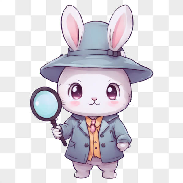 Download Kawaii Detective Rabbit with Magnifying Glass Kawaii Online ...