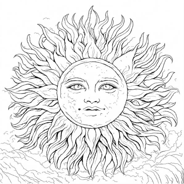 Download Whimsical Sun Illustration Coloring pages Online - Creative ...
