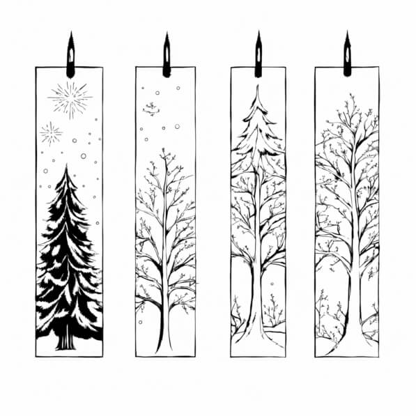 Download Four Seasonal Tree Bookmarks Coloring pages Online - Creative ...