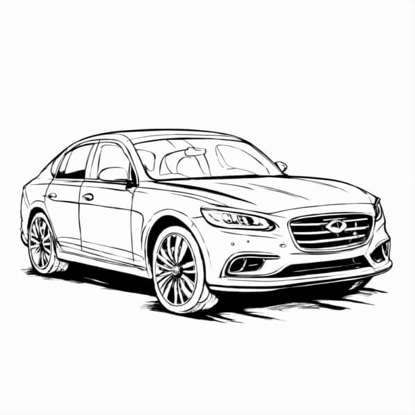Download Sleek Modern Car Sketch Coloring pages Online - Creative Fabrica