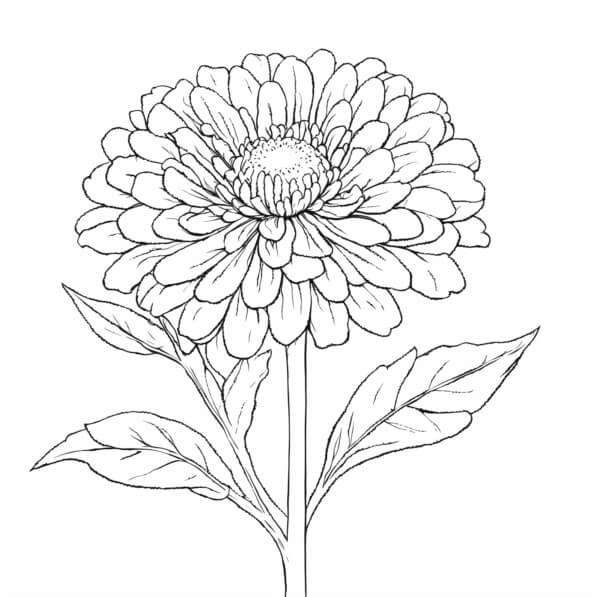 Download Zinnia Flower Outline Coloring pages Online - Creative Fabrica