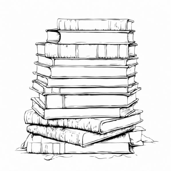 Download Stack of Books Coloring pages Online - Creative Fabrica