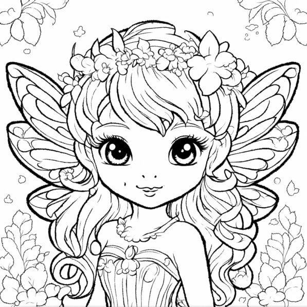 Download Whimsical Fairy Coloring Page Coloring pages Online - Creative ...
