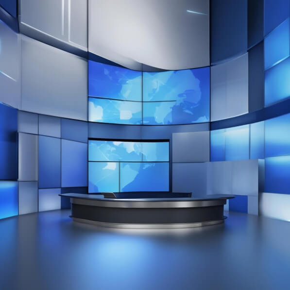 Download Modern News Studio with Blue Backdrop Backgrounds Online ...