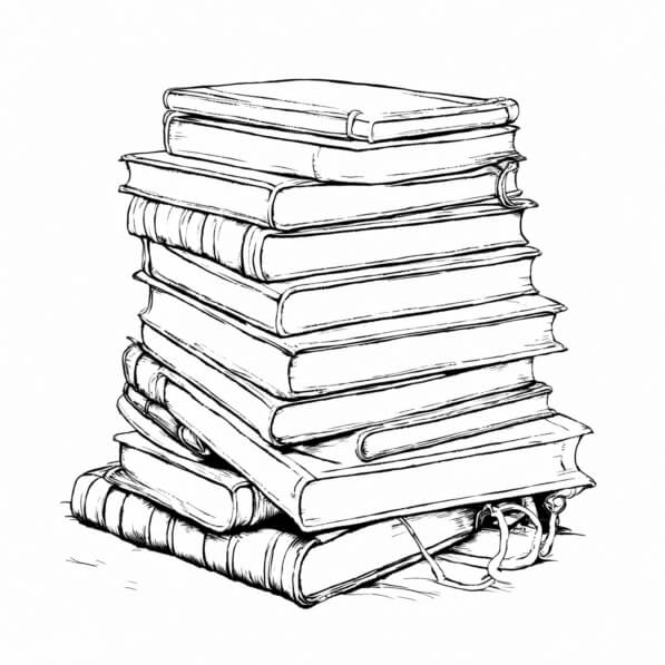 Download Stack of Books Coloring pages Online - Creative Fabrica