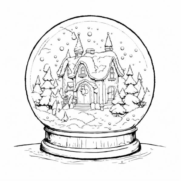 Télécharger Boule à neige fantaisiste avec maison et arbres Pages de ...