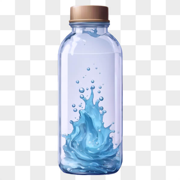Download Clear Glass Water Bottle with a Splash of Water Cartoons ...