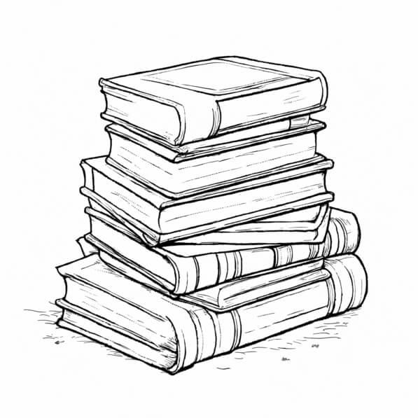 Download Stack of Books Coloring pages Online - Creative Fabrica