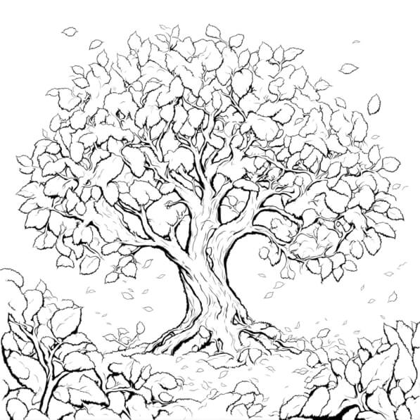 Descarga Árbol Ilustrado en la Naturaleza Páginas para colorear En ...