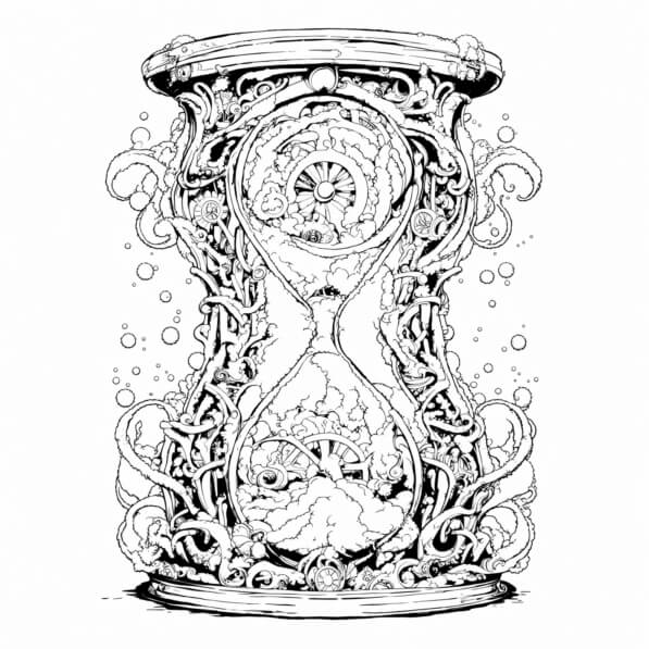 Download Intricate Hourglass with Clouds and Vines Coloring pages ...