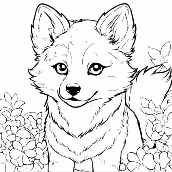 Download Friendly Fox Surrounded by Flowers Coloring pages Online ...