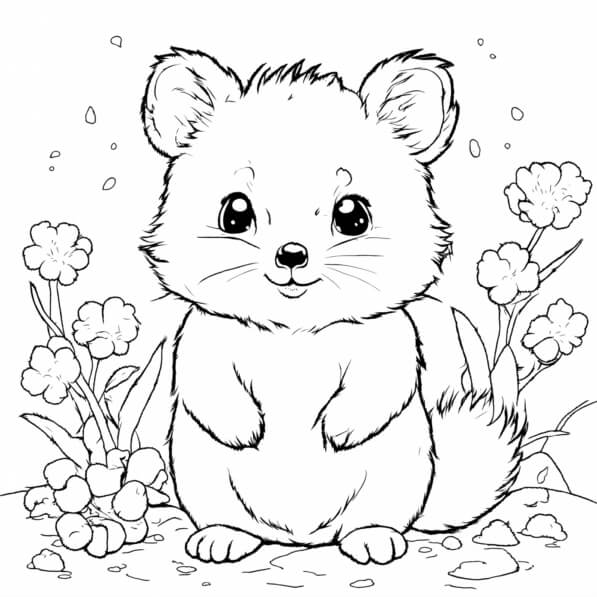 Download Cute Cartoon Animal Surrounded by Flowers Coloring pages ...