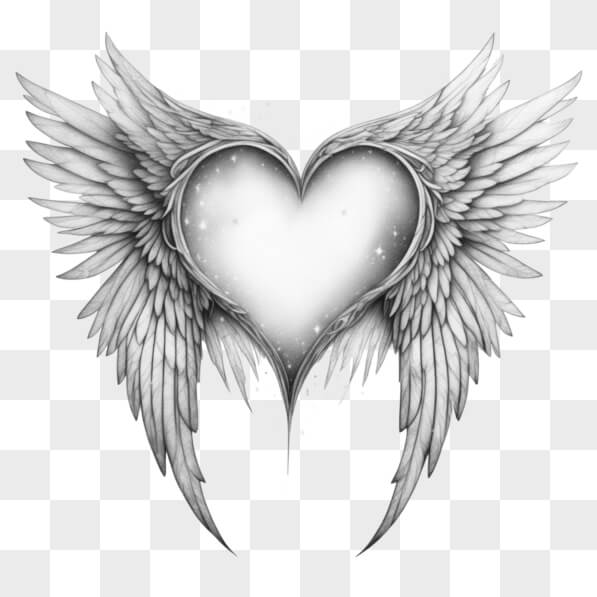 Download Heart with Angel Wings Sketches Online - Creative Fabrica