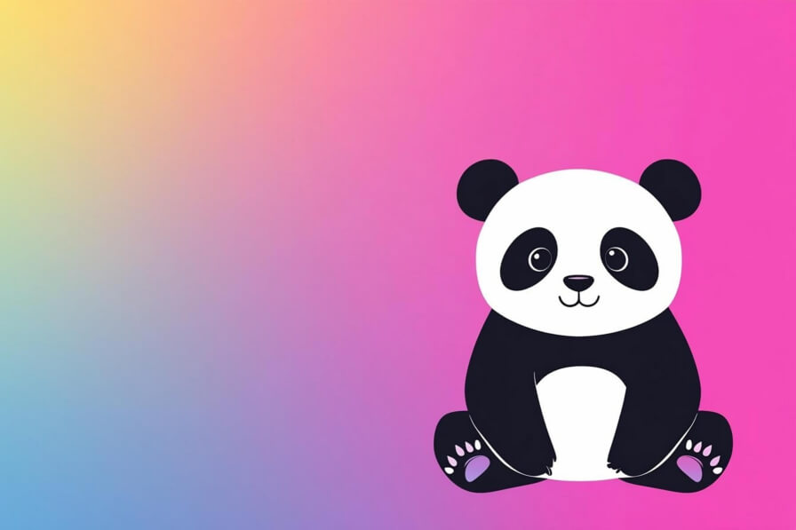 Download Cartoon Panda on Colorful Background Backgrounds Online ...